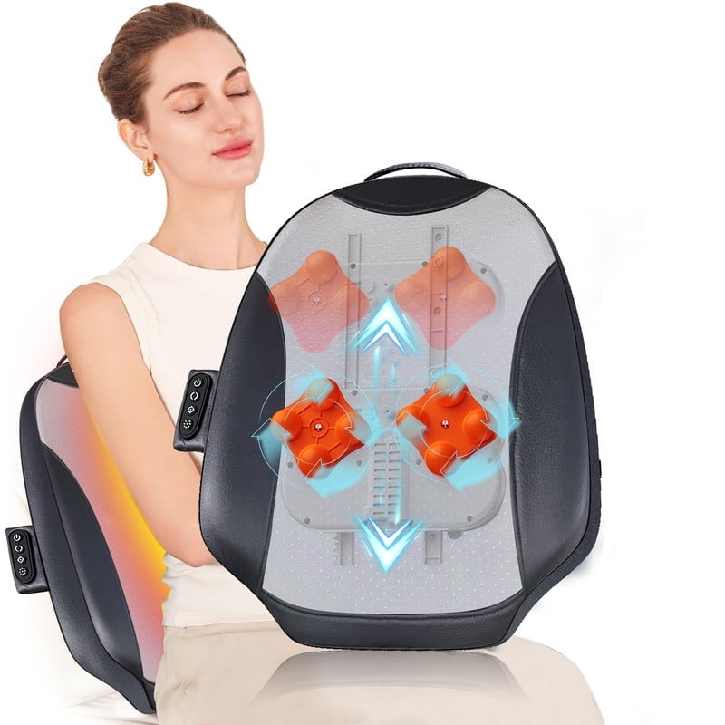 WERTYI Full Back Rolling Shiatsu Neck and Back Massager with Heat ...