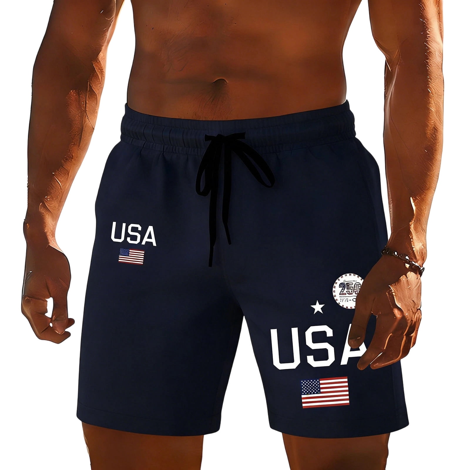 WERYOUNG Casual Athletic Shorts For Man Patriotic American Flag Shorts ...