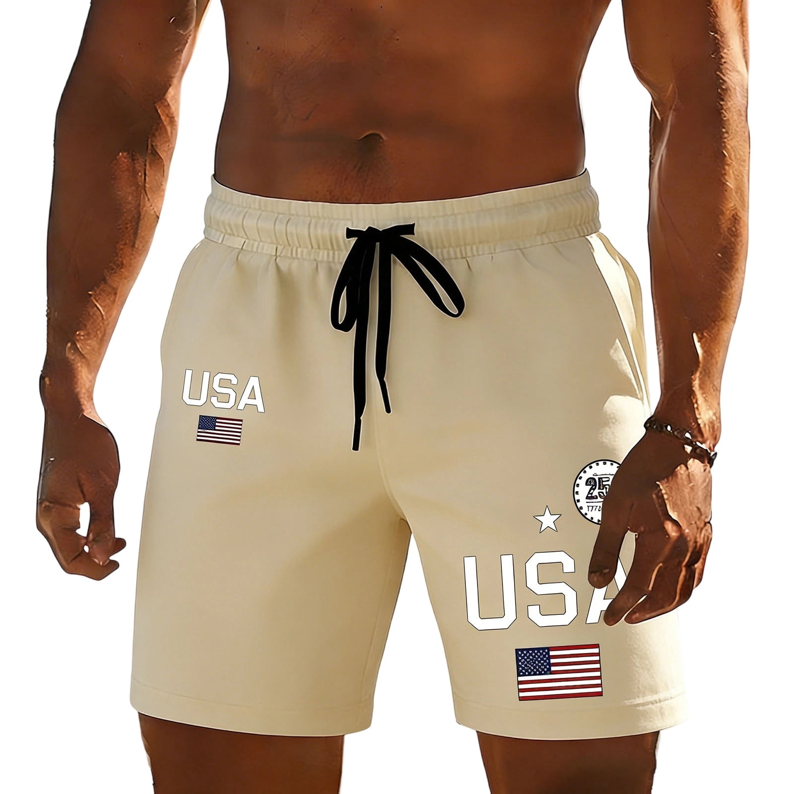 WERYOUNG Casual Athletic Shorts For Man Patriotic American Flag Shorts ...