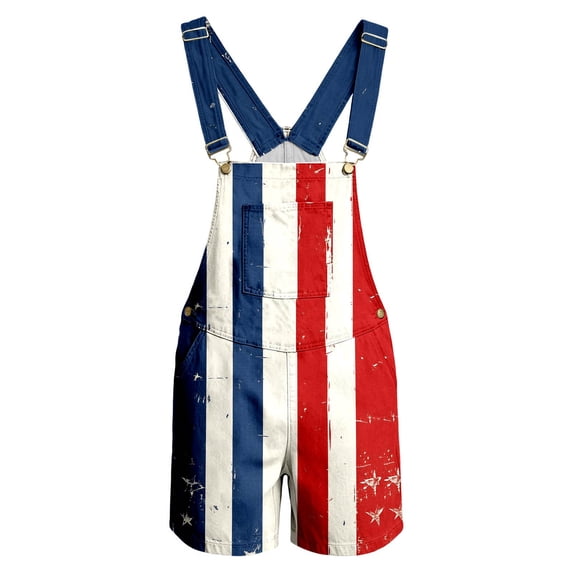 WERYOUNG Casual Denim Overalls For Man Patriotic Red White Blue ...