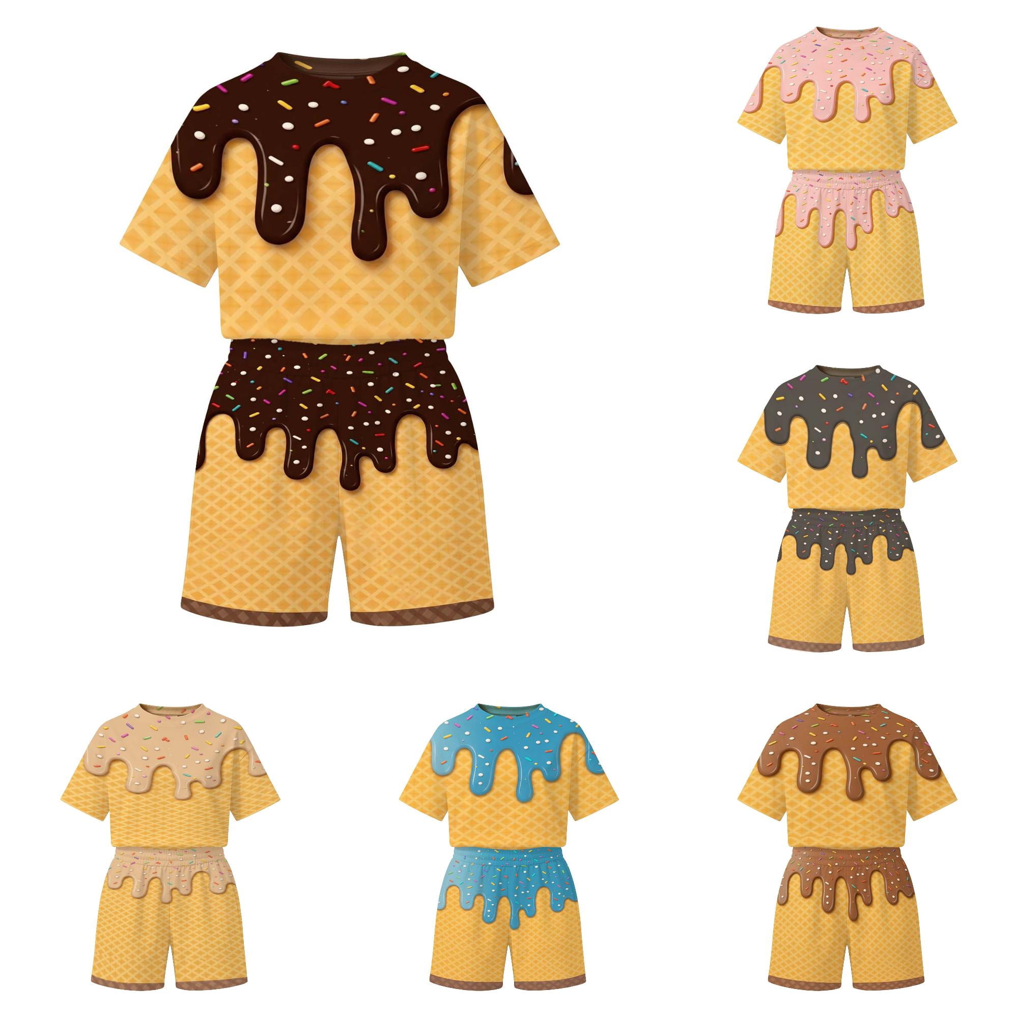 WERYOUNG Girls Summer Beach Outfits With Ice Print Short Sleeve Tops ...