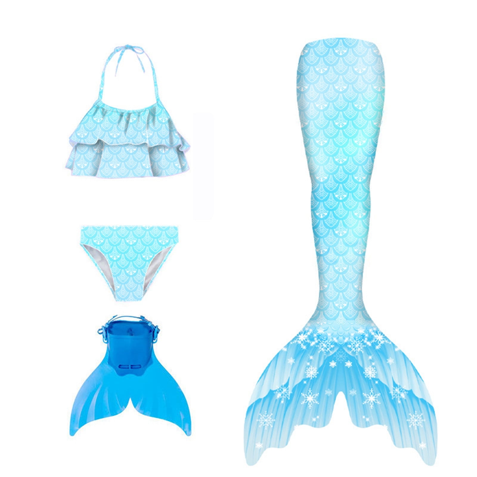 WERYOUNG Girls Swimwear 4 Piece Gradient Color Tie Dye Fish Scale ...