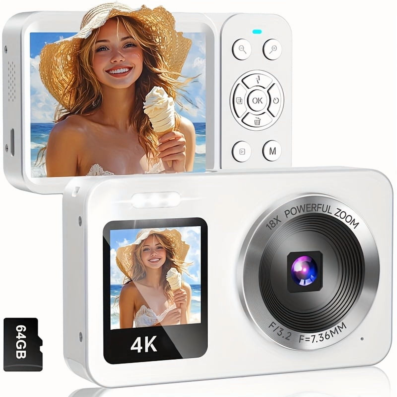 WESECUU 4K Dual Screen Digital Camera 18X Zoom Anti-Shake Vlogging ...