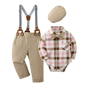 CARETOO Baby Boy Clothes 0-18M 4pcs Formal Dress Shirt Suspender ...