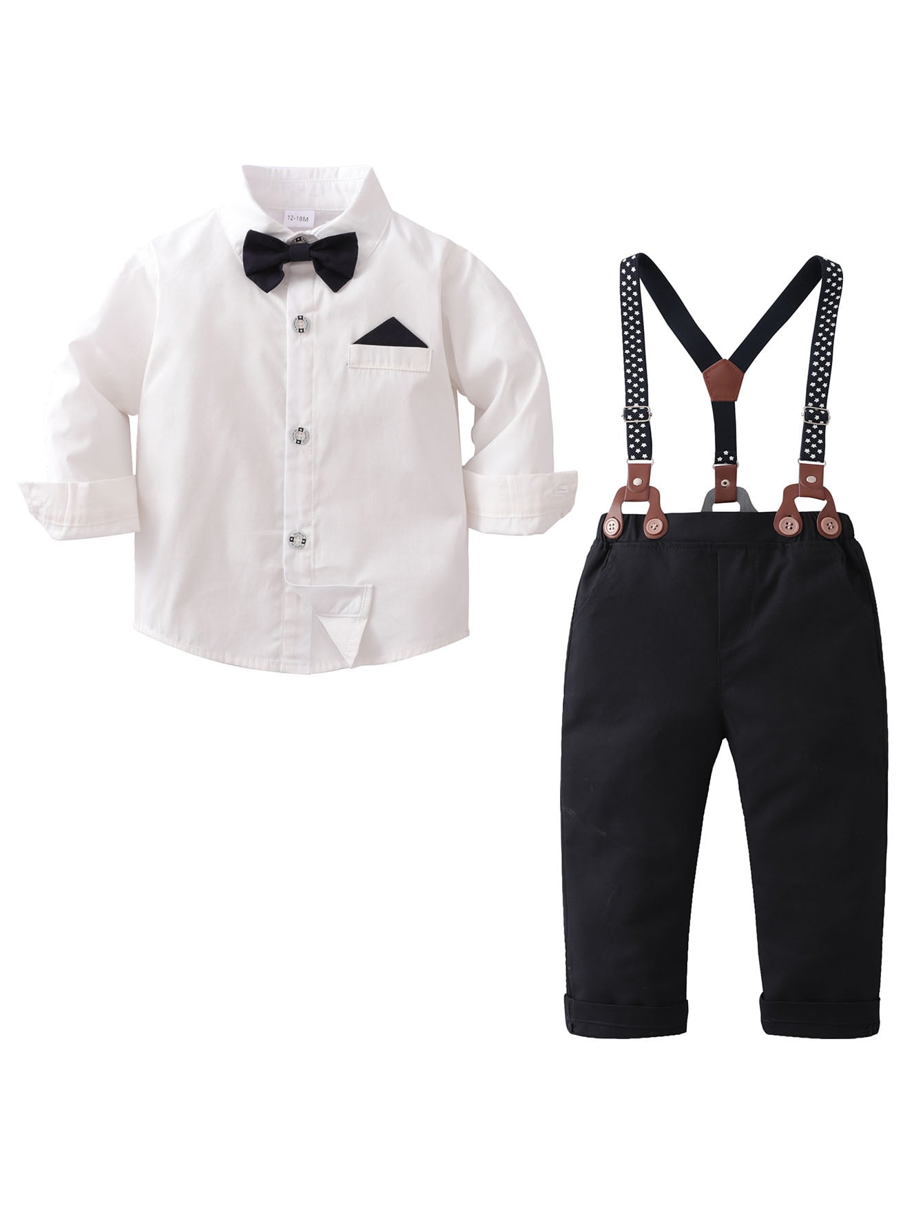 WESIDOM Infant Boy Clothes Formal Suits 3PCS Shirt Bowtie Suspender ...