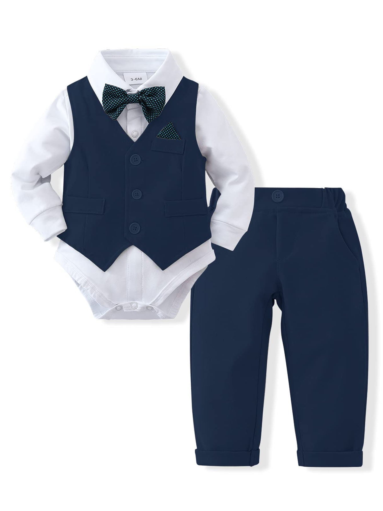 WESIDOM Infant Boy Toddler Newborn Clothes Outfit Dress Shirt Vest ...