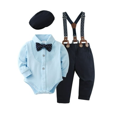 CARETOO Baby Boy Clothes 0-18M 4pcs Formal Dress Shirt Suspender ...