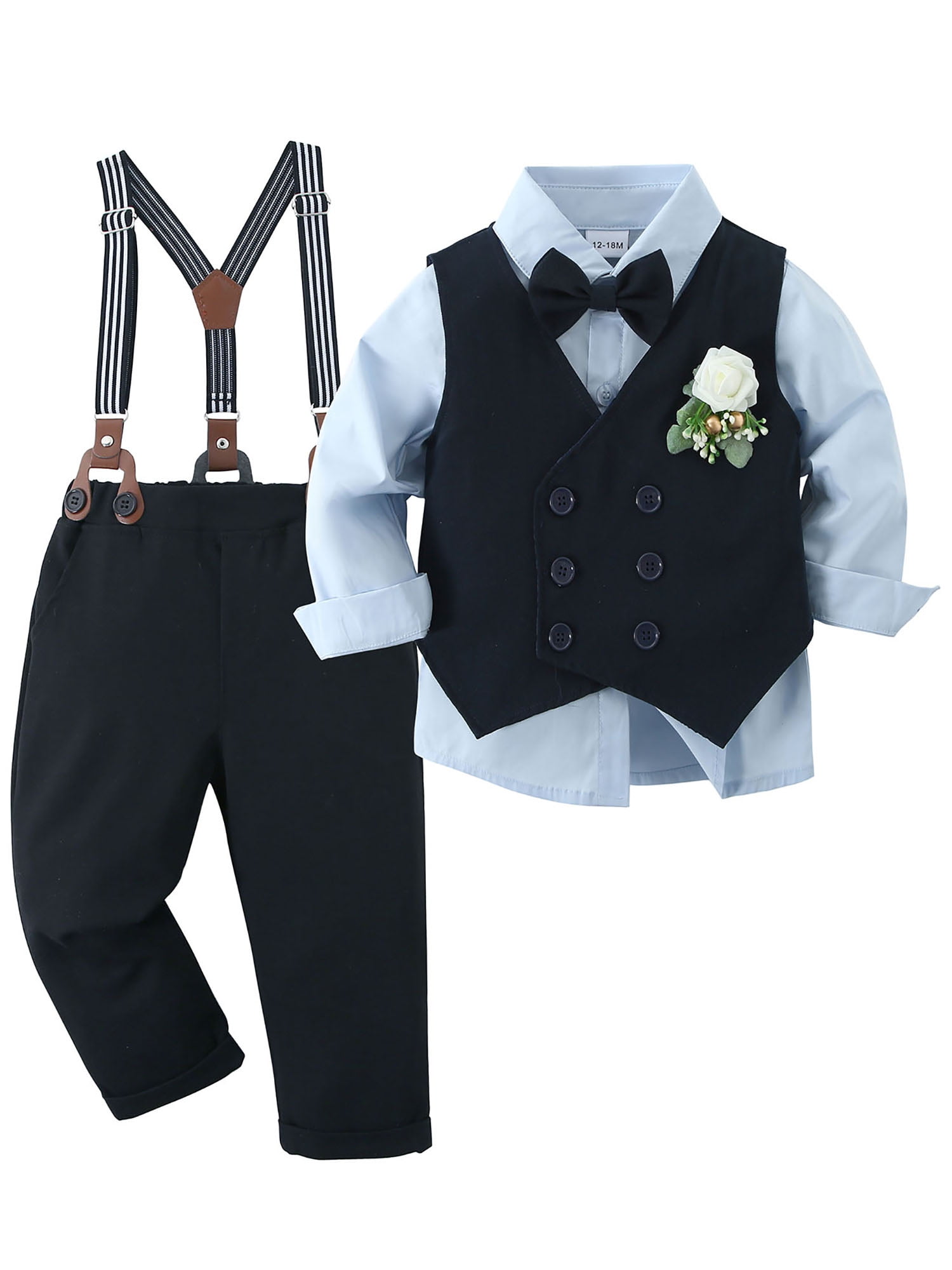WESIDOM Infant Toddler Boy Clothes Outfits Formal Shirt Bowtie ...