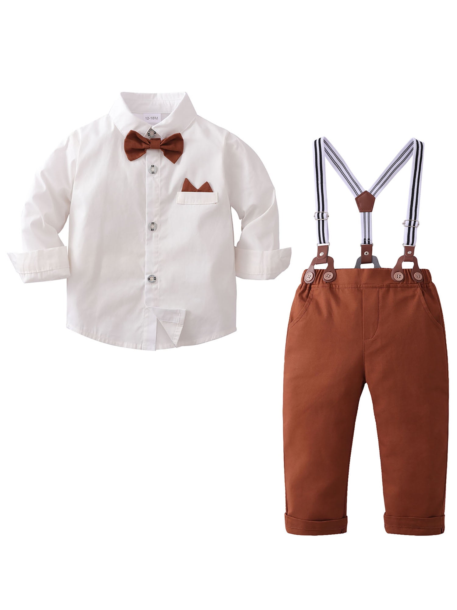 WESIDOM Toddler Boy Clothes Formal Outfits Shirt Bowtie Suspender ...