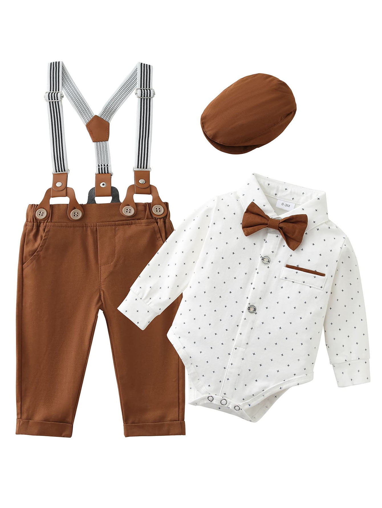 WESIDOM Toddler Boy Clothes Tuxedo Formal Outfits Suspender Pants ...