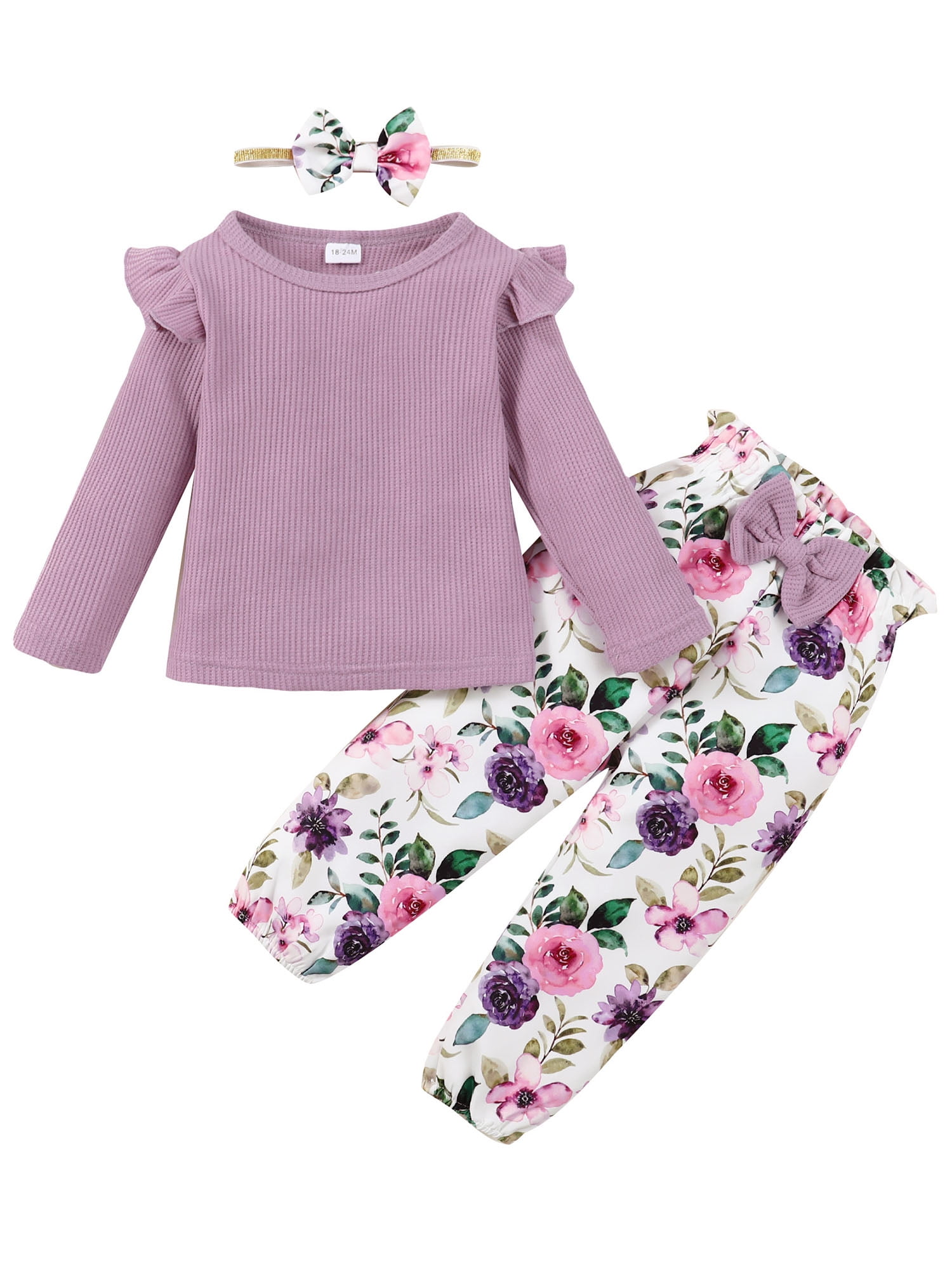 WESIDOM Toddler Girl Child Clothes Long Sleeves Ruffle Top Floral ...