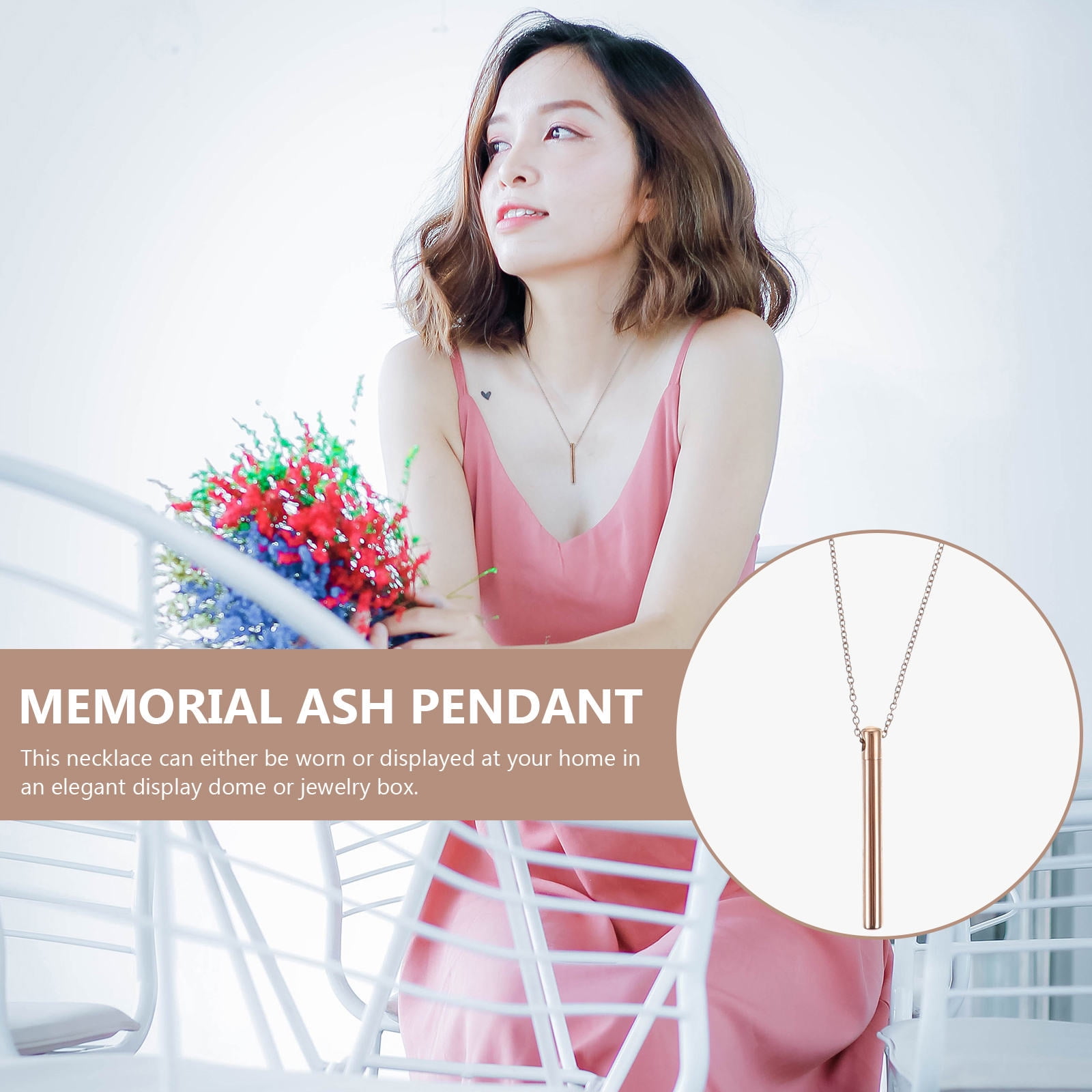 WESIEVYA 1Set Urn Necklace for Ashes Pets Cylindrical Shape in Golden Color for Family Members ...