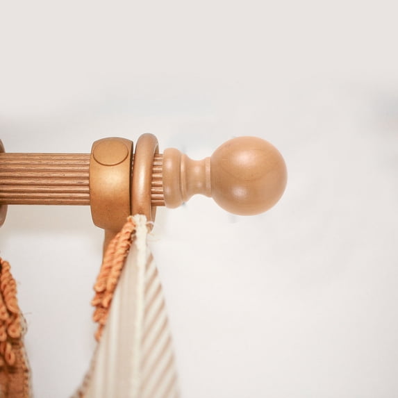 WESIEVYA 2Pcs Beige Wooden Curtain Rod Replacement Finials Screw on End ...