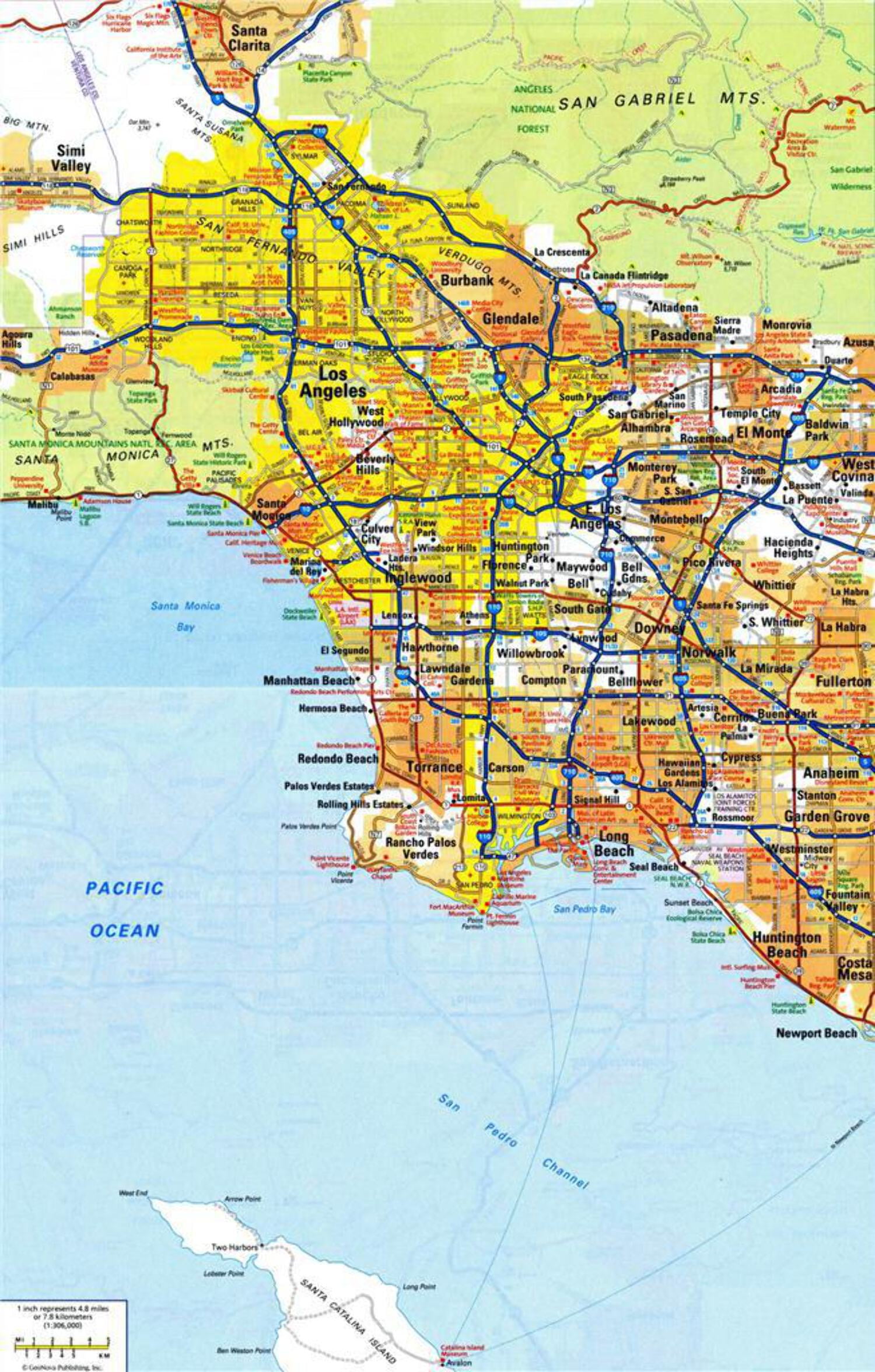 WEST LOS ANGELES CITY ROAD MAP GLOSSY POSTER PICTURE PHOTO PRINT BANNER ...