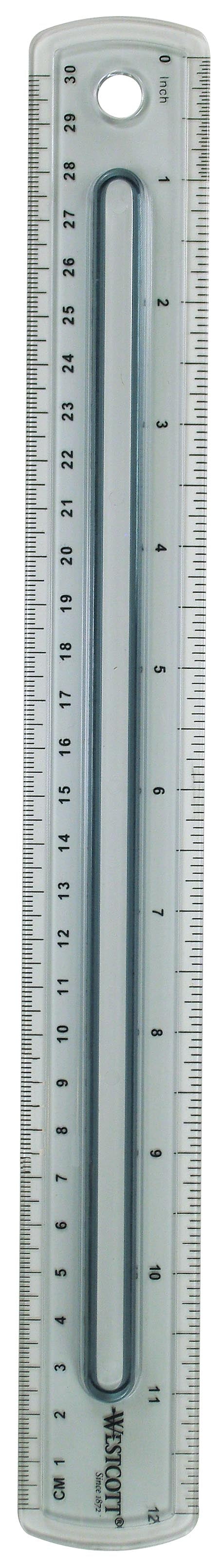 WESTCOTT 12" Plastic Finger Grip Ruler, Metric/Imperial, Blue, 1-Count ...