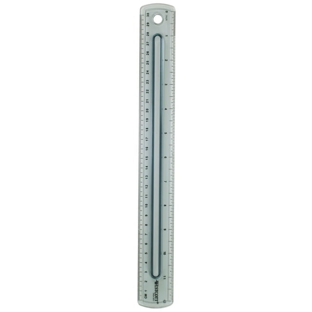 WESTCOTT 12" Plastic Finger Grip Ruler, Metric/Imperial, Blue, 1-Count ...