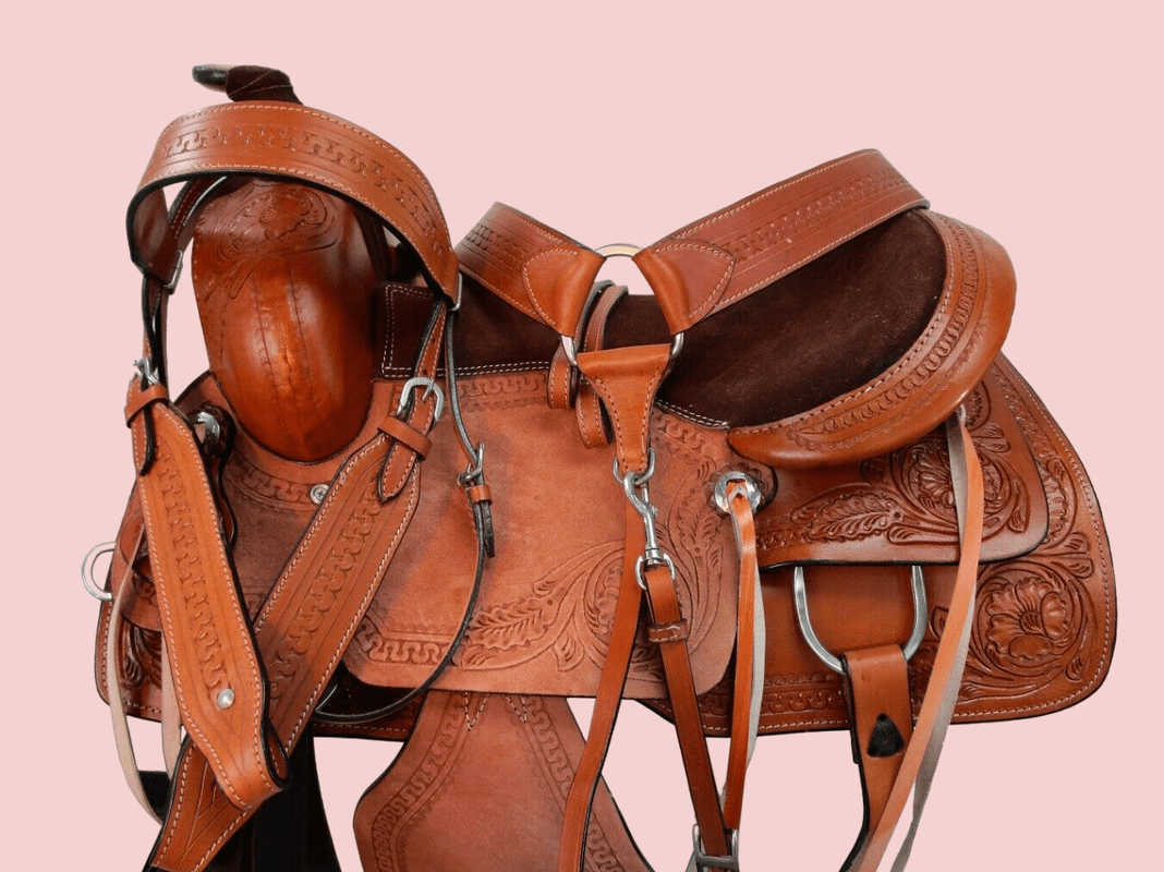 WESTERN HORSE TRAIL SADDLE PLEASURE TOOLED LEATHER BROWN TACK SET 12 ...