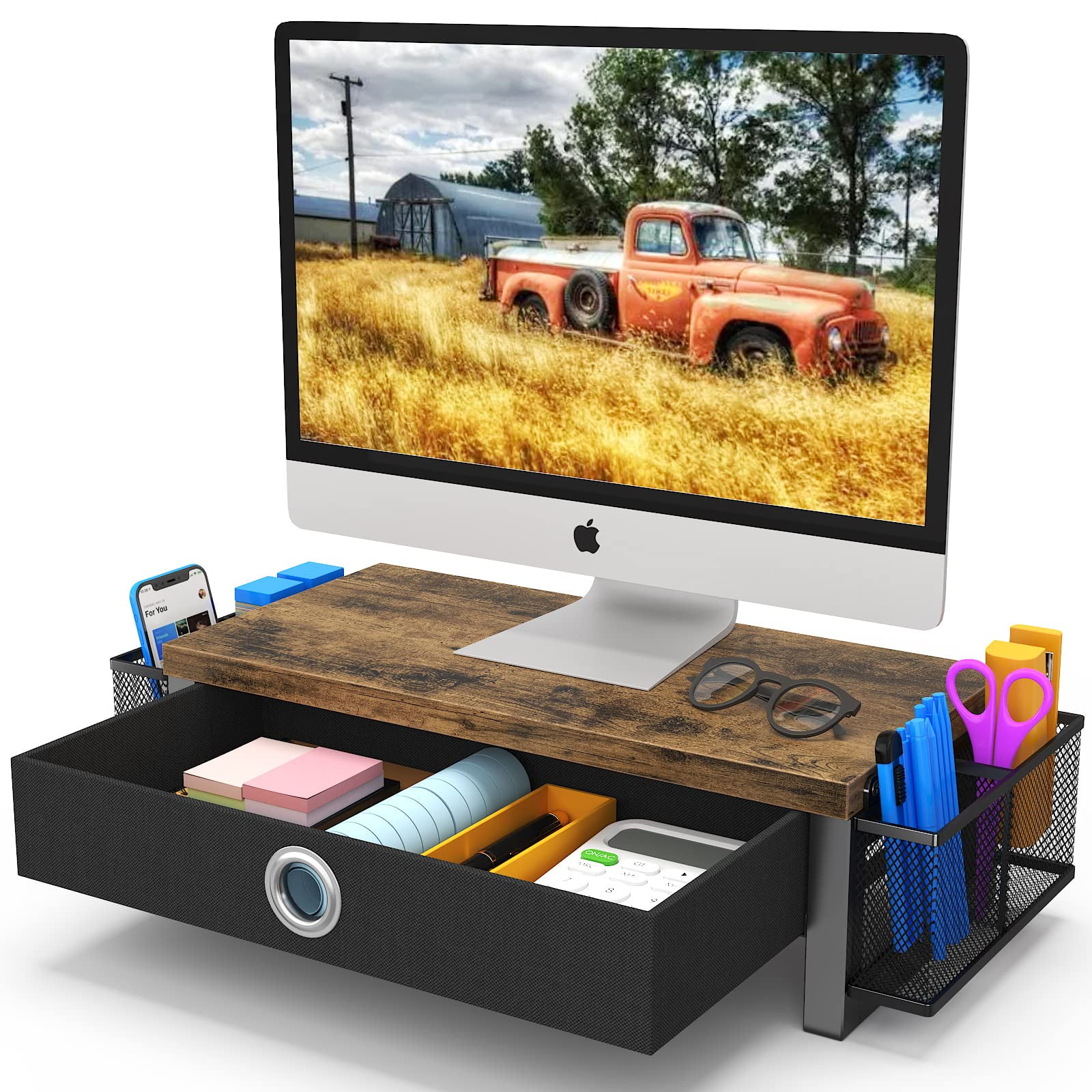 WESTREE Monitor Stand Riser with Storage, Desktop Computer Monitor ...