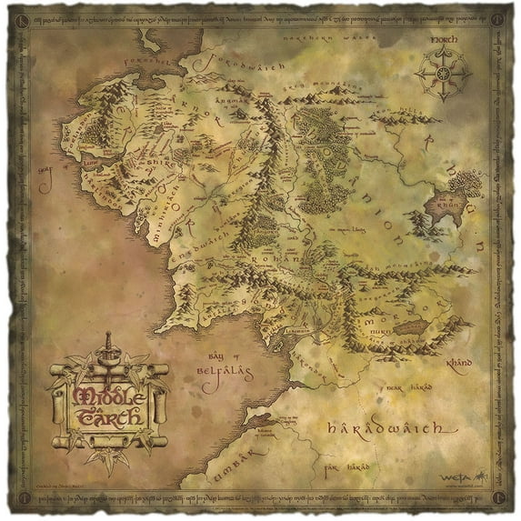 WETA Workshop Prop Replica - Lord of the Rings Trilogy - Parchment Map ...