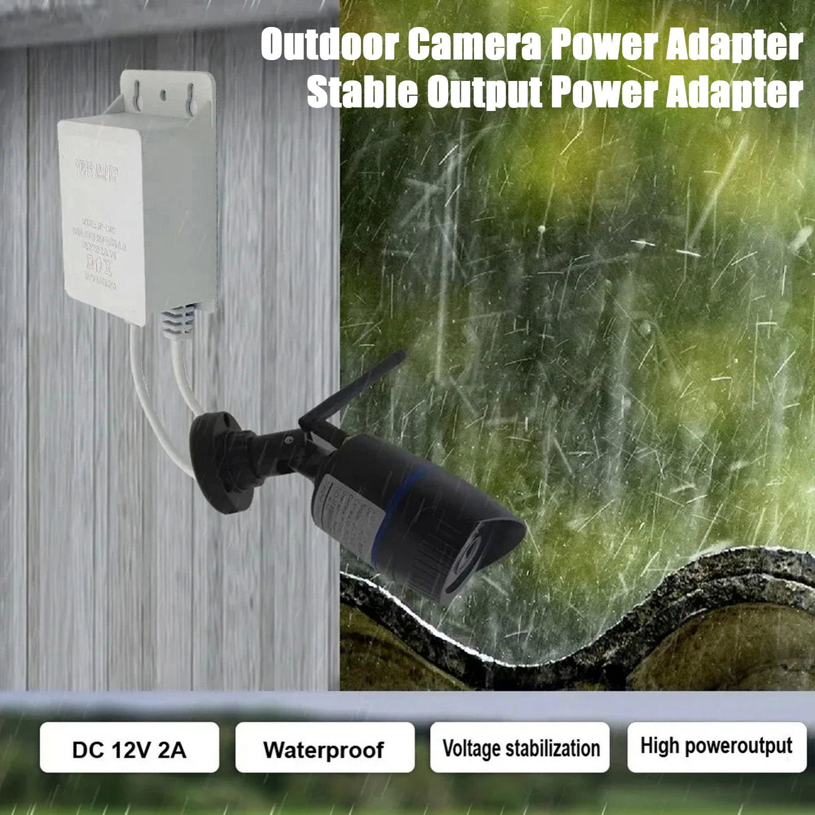 WETS 12V 2A Waterproof Power Adapter Charger for Security Camera Stable ...