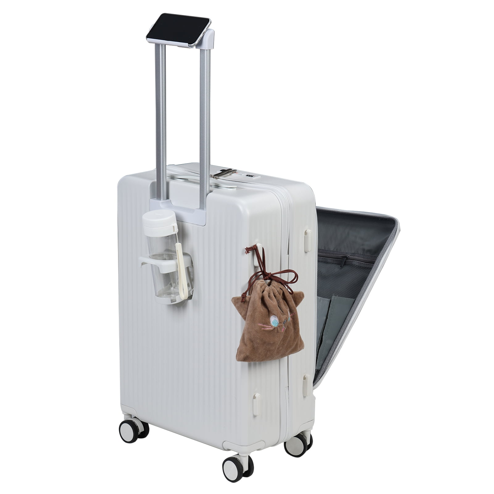 WETS 24 Inch Suitcase, Front Open Carry on Luggage, Built-in lock Carry ...
