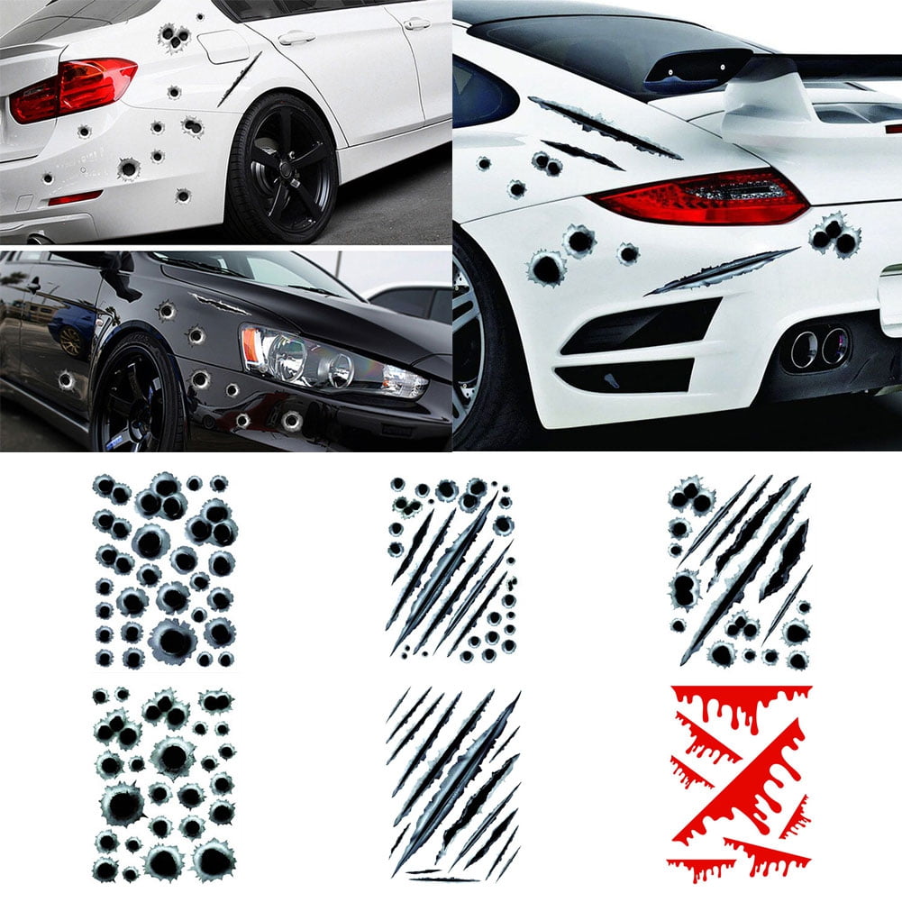 WETS Bullet Hole Print Car Styling Sticker Body Window Reflective ...
