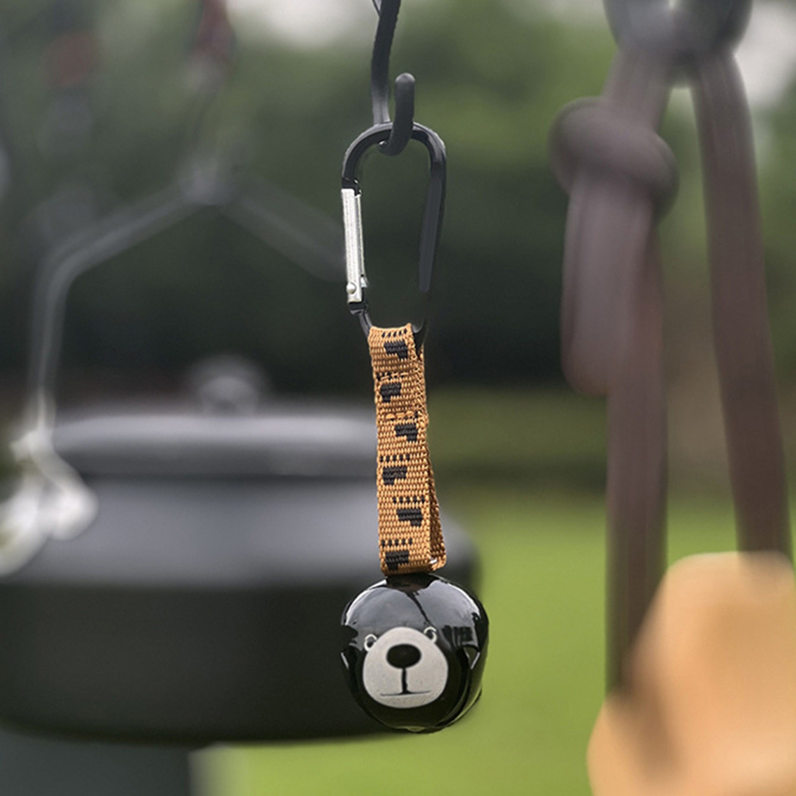 WETS Camping Black Bear Hanging Bell with Carabiner Loud Heavy Duty ...
