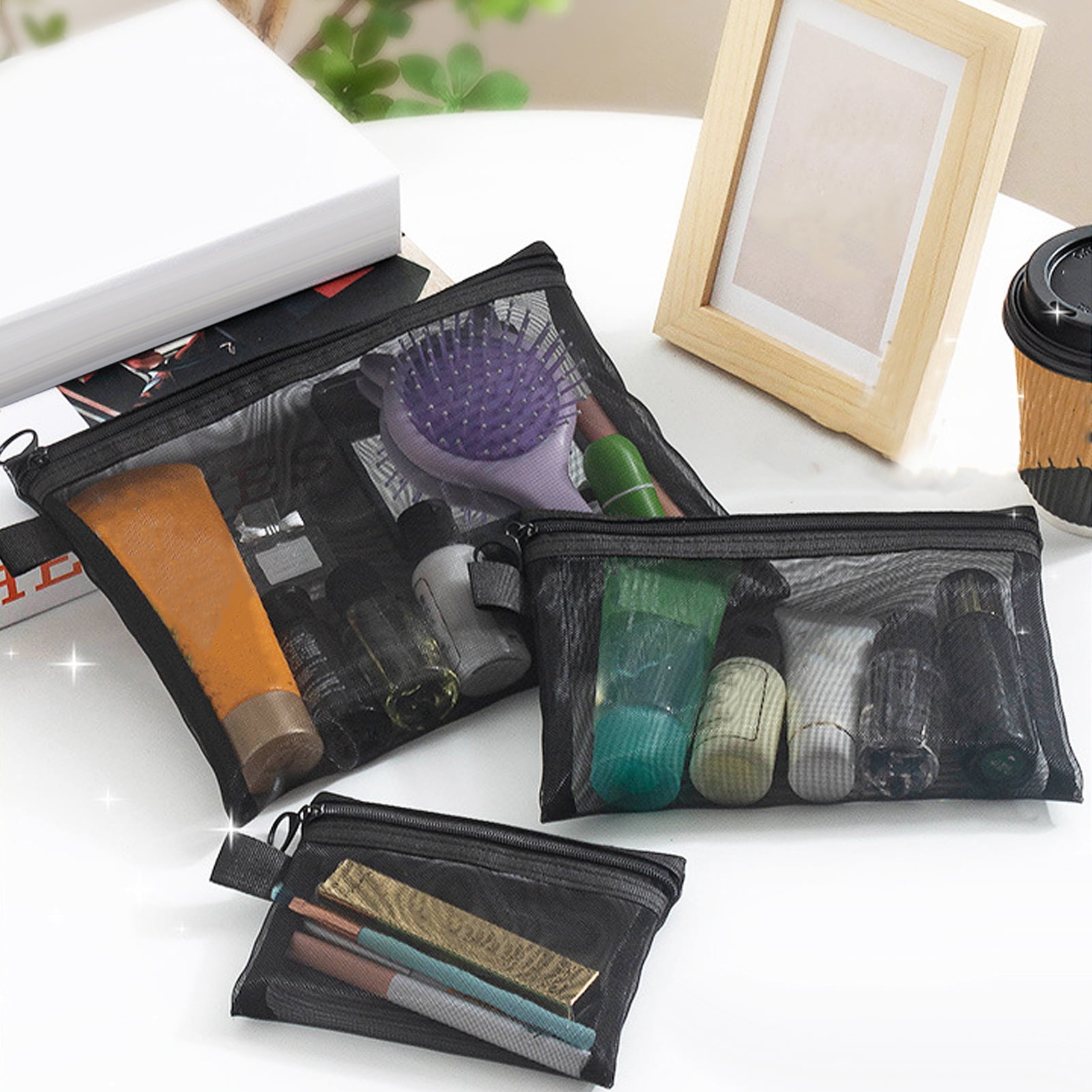 WETS Makeup Bag See-throgh Zipper Closure Large Opening Portable ...
