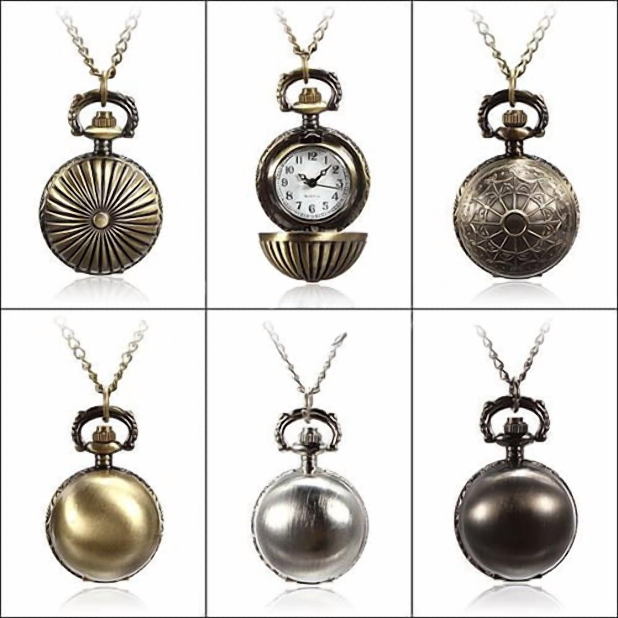 WETS Retro Ball Metal Steampunk Quartz Necklace Pendant Chain Small ...