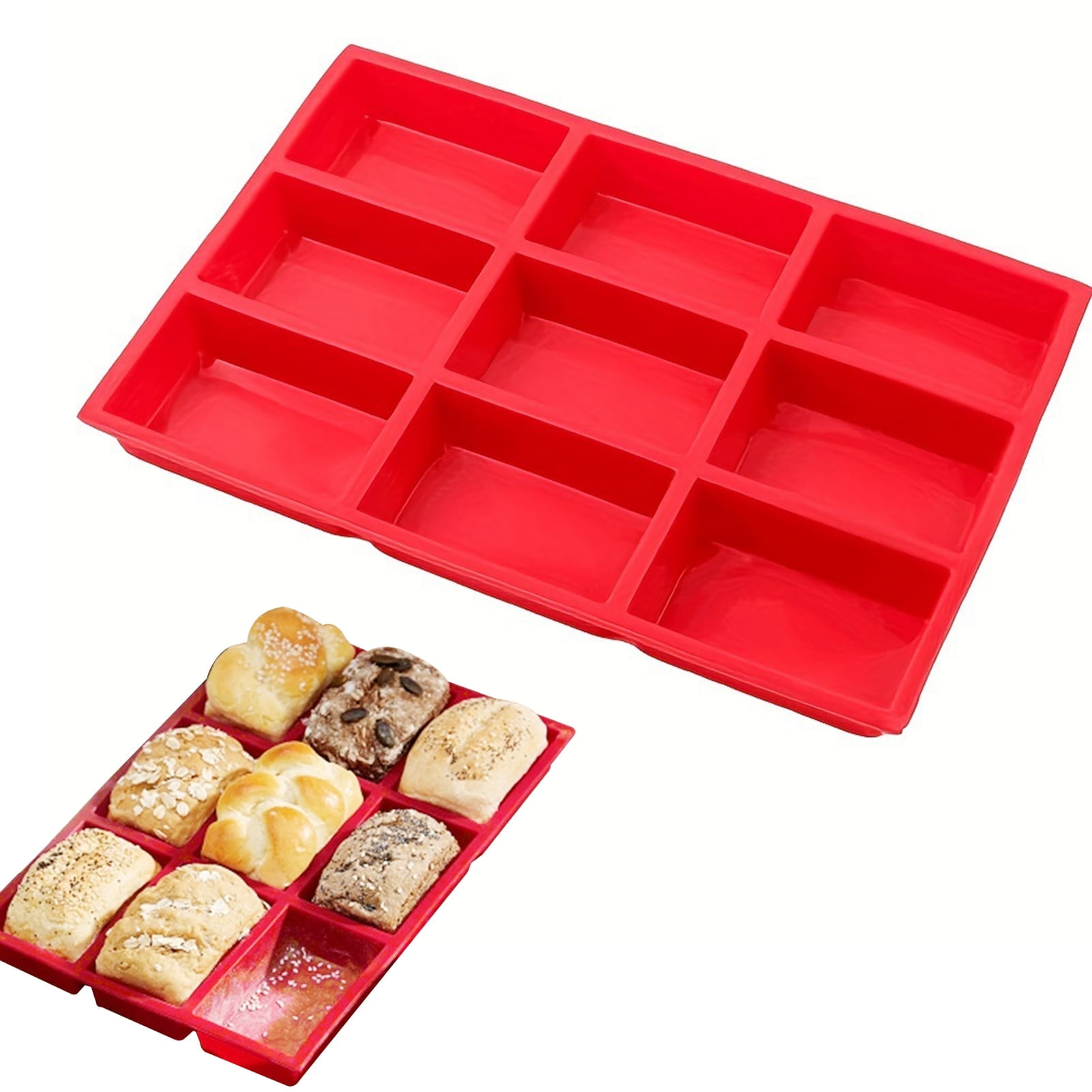 WETS Silicone Mini Loaf Pan 9-Cavity Non-Stick Bread Pan Small ...
