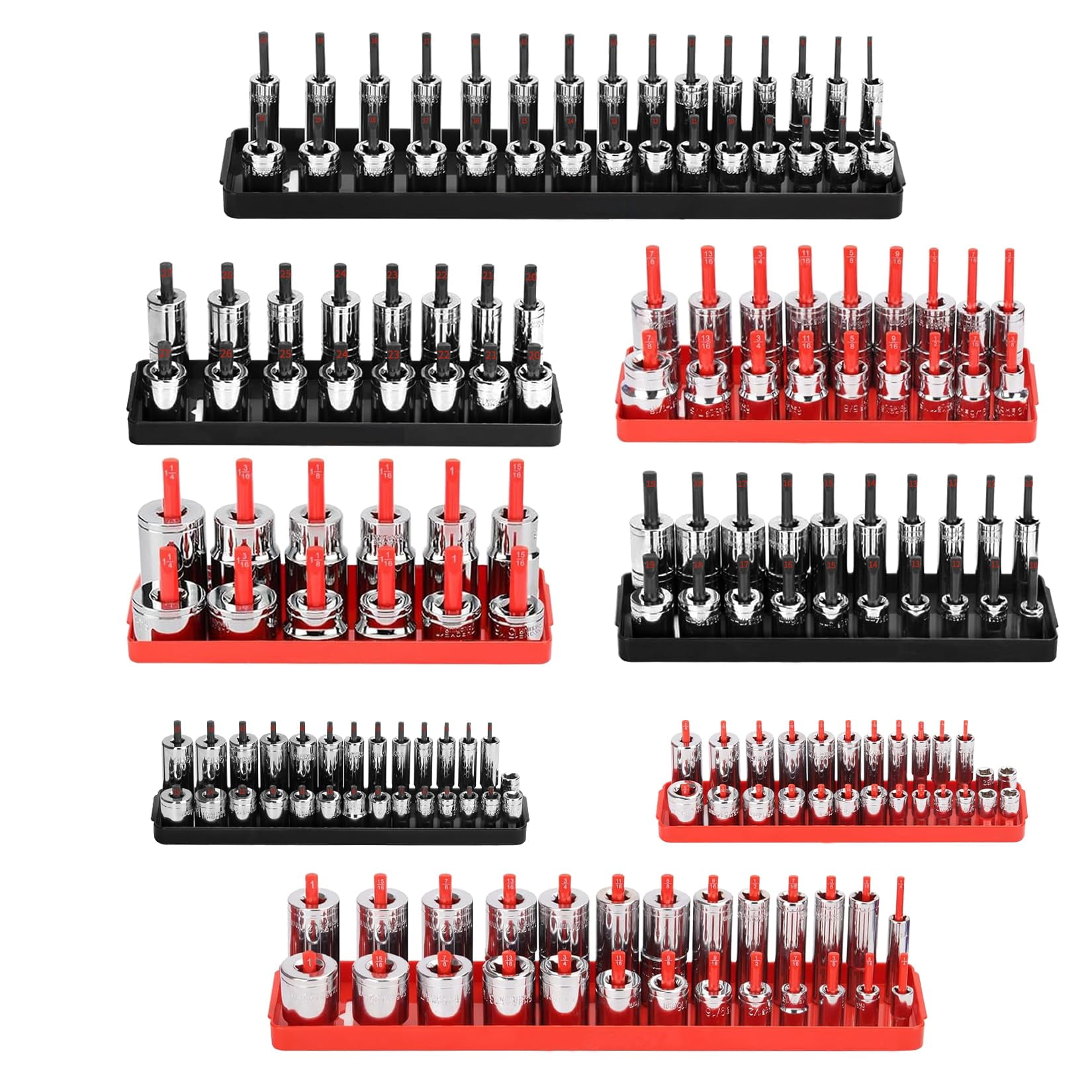 WETT Socket Organizer Tray 8-Piece Socket Holder 1/4", 3/8", 1/2" Drive ...