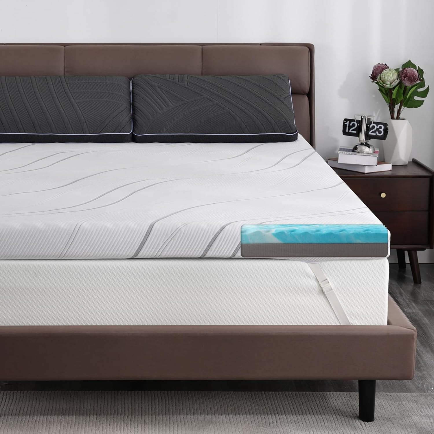 WEUP King Size 4 Inch Firm Mattress Topper with Ice Silk Cover, Egg ...