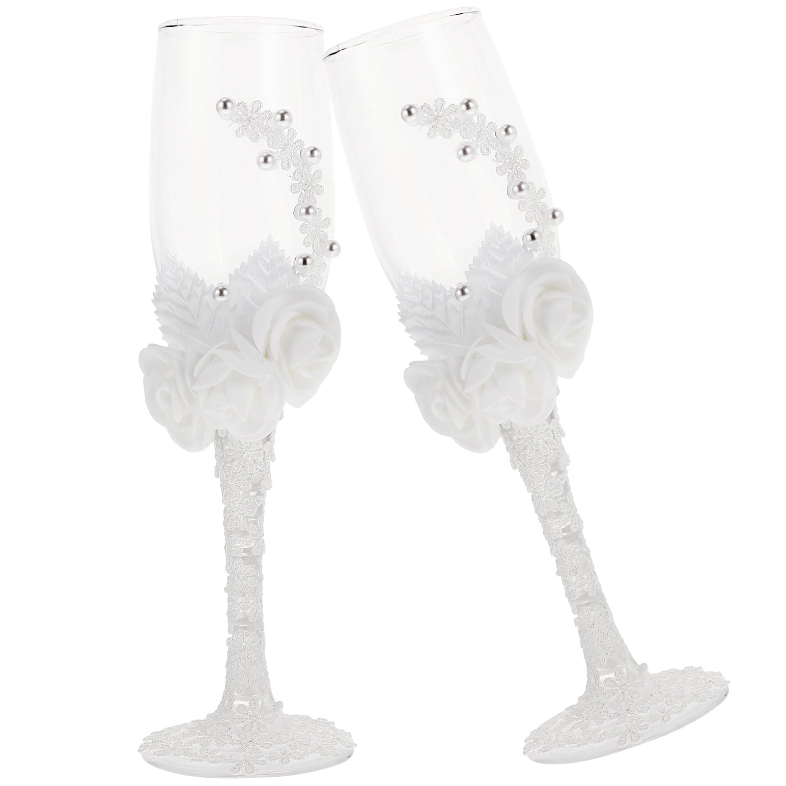 WEUVEB Party Flute Goblet Glass Cup White 1 Pair - Walmart.com