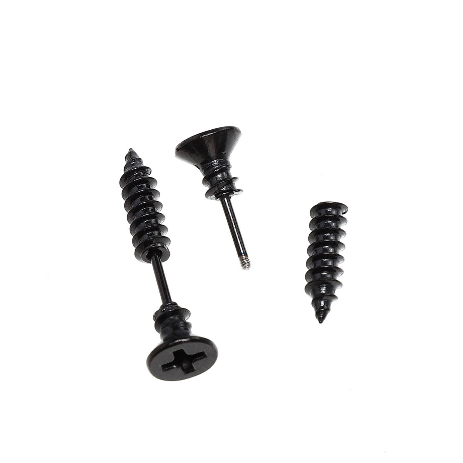 WEUVEB 1 Pair Screw Earrings for Men and Women Black Color for Stage ...