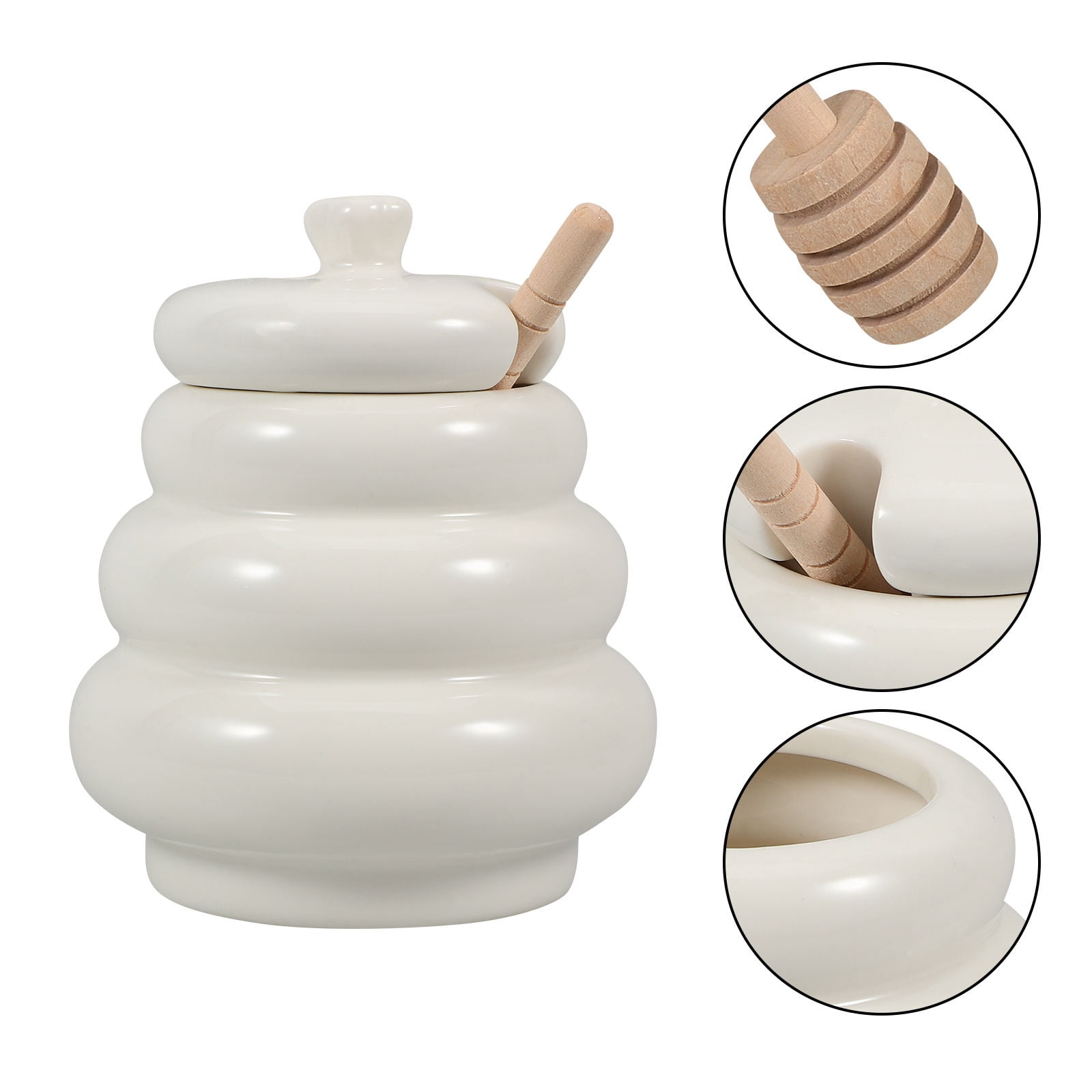 WEUVEB Honey Ceramic Jar White 1 Set - Walmart.com