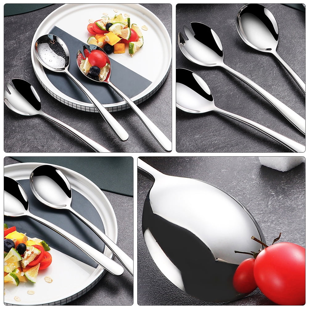 WEUVEB Salad Fork Spoon Set Stainless Steel Mirror Polished for Dining ...