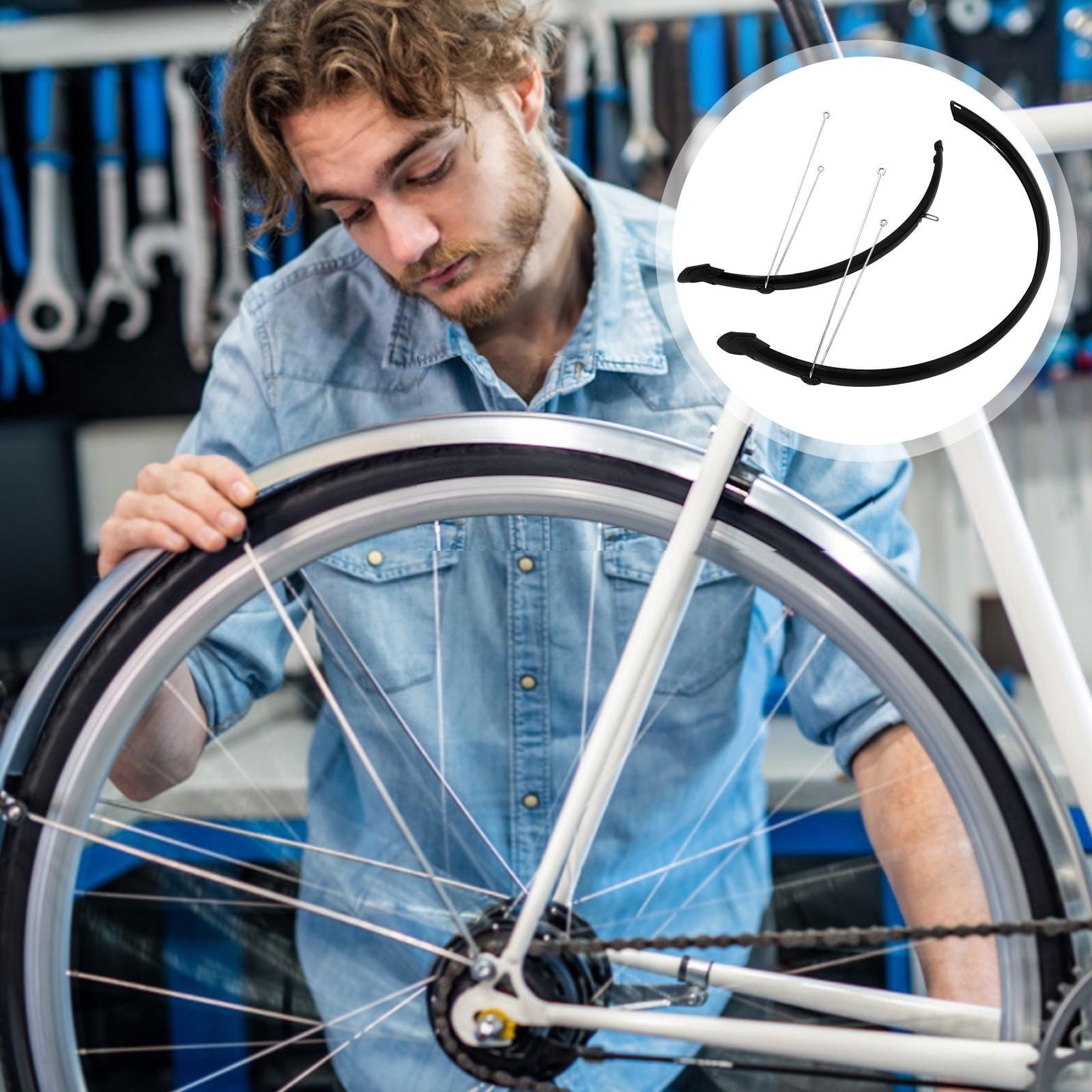 WEUVEB 1 Set of Bike Mudguard Set Black Plastic Simple Design for ...