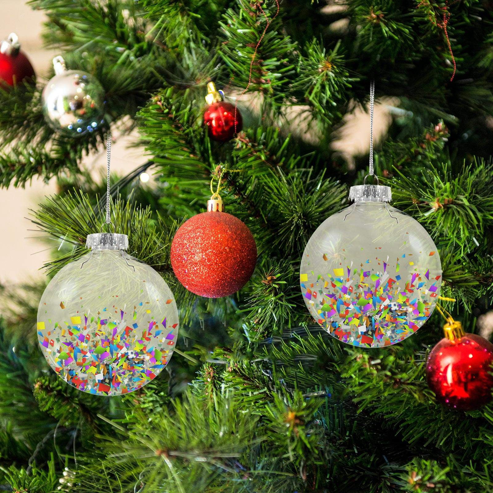 WEUVEB 10Pcs DIY Transparent Fillable Balls for Christmas Tree and ...