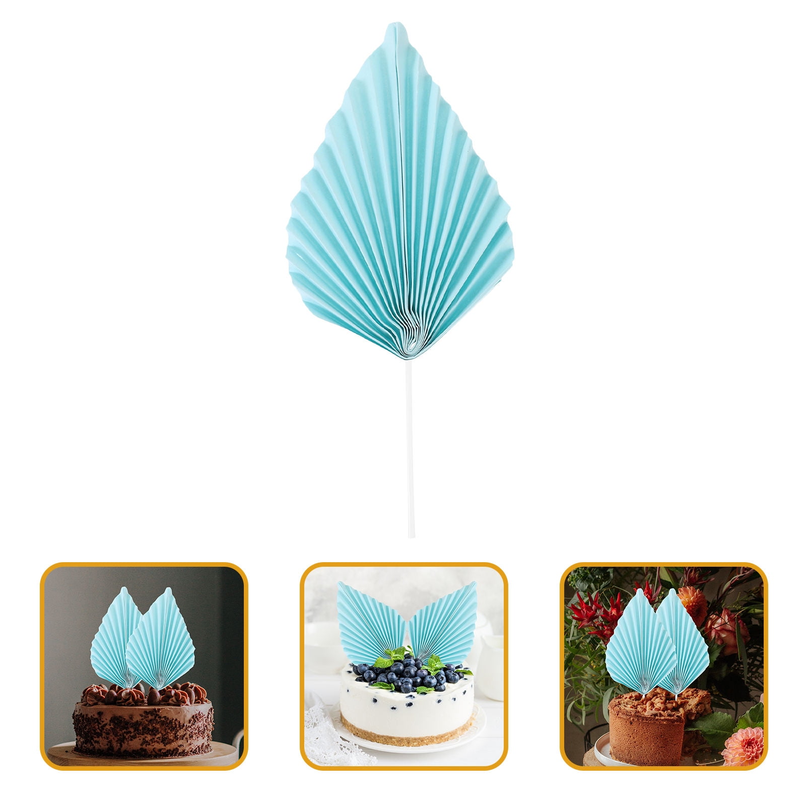 WEUVEB 10Pcs Paper Fan Cupcake Toppers in Sky-Blue for Tropical Themed ...