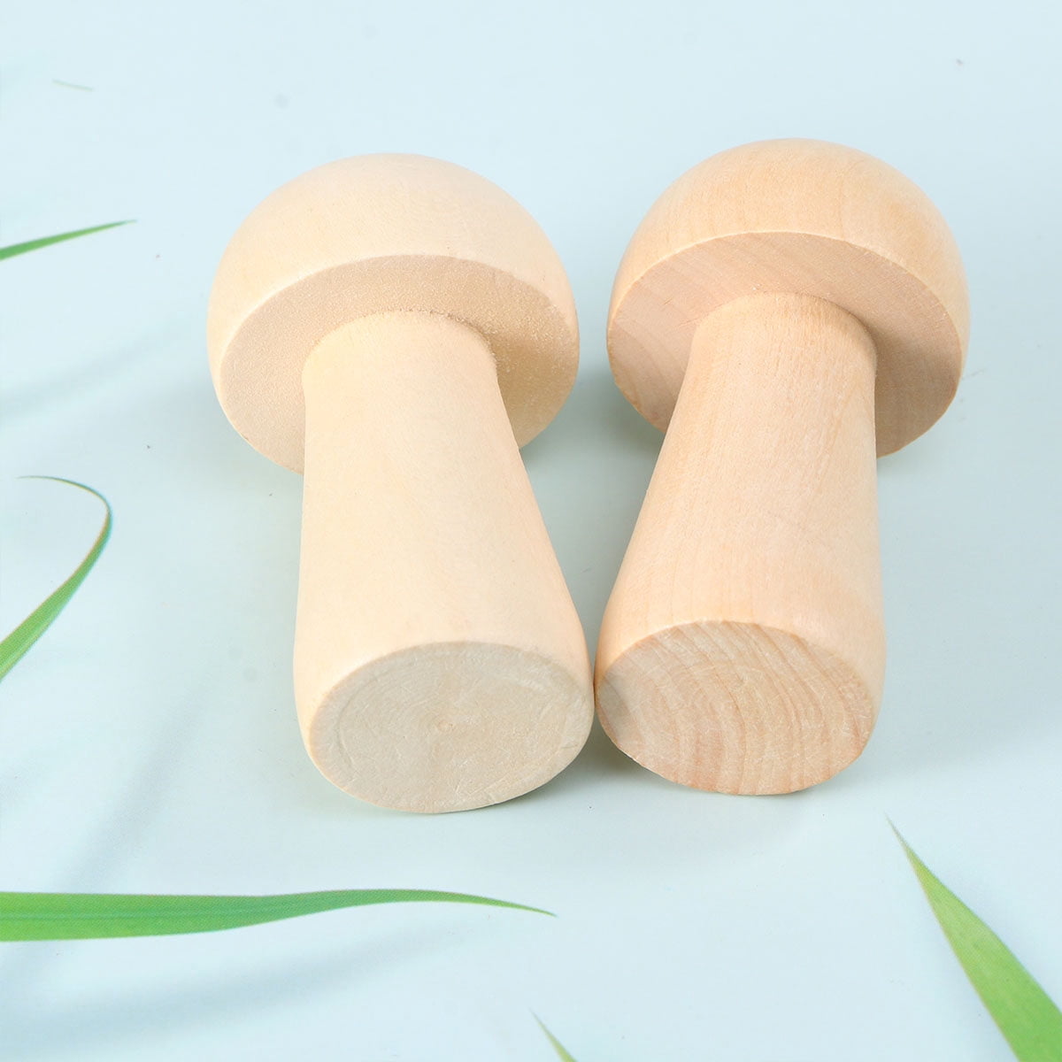 WEUVEB 10Pcs Wooden Mushroom Head Sculpture Doll Khaki for Wood ...