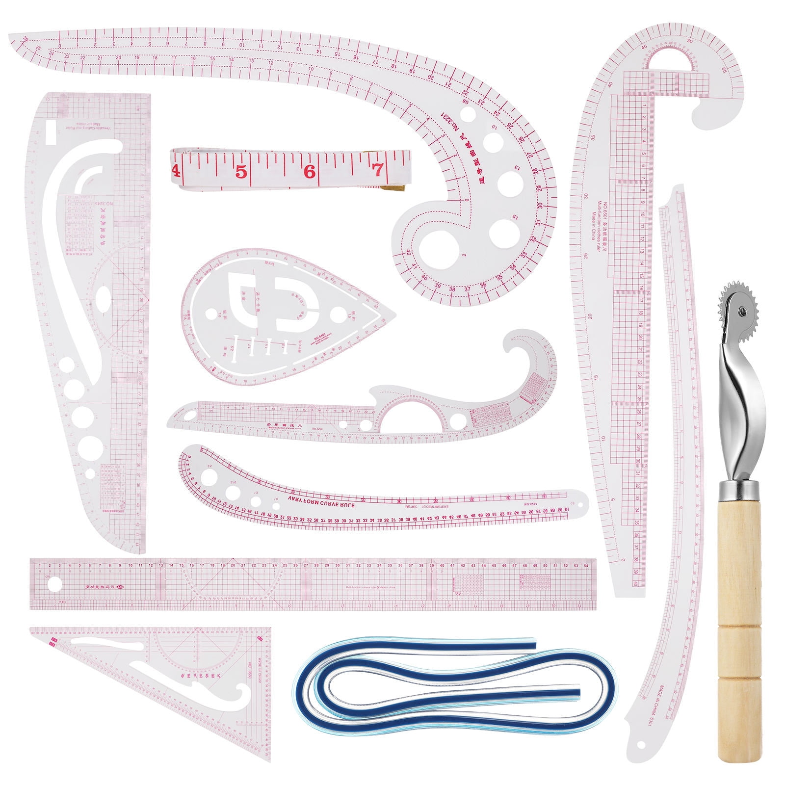 WEUVEB 12Set Sewing Tool French Curve Ruler Set Assorted Color For ...