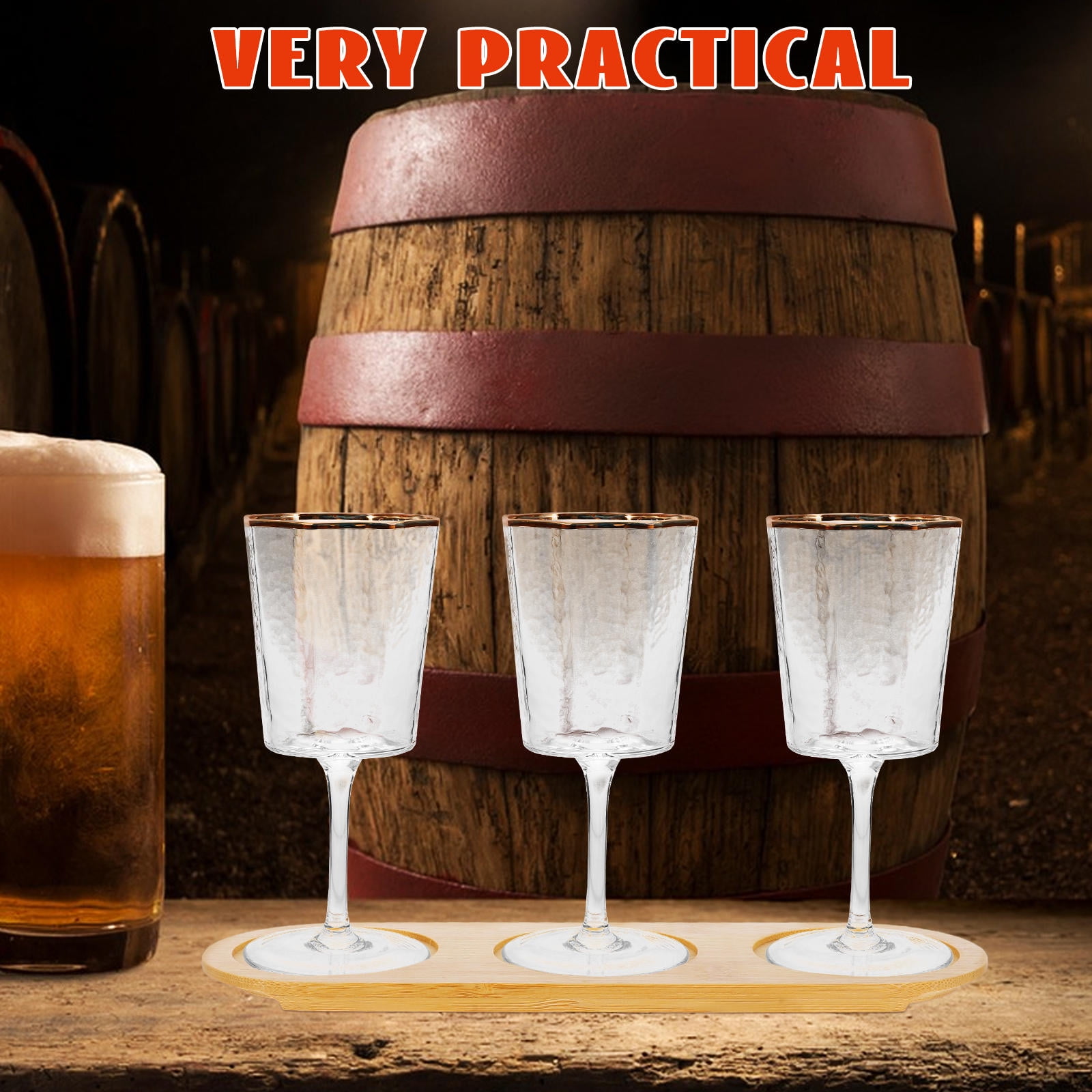 WEUVEB 1Set Rustic Style Bamboo Beer Flight Board Holding Glasses ...