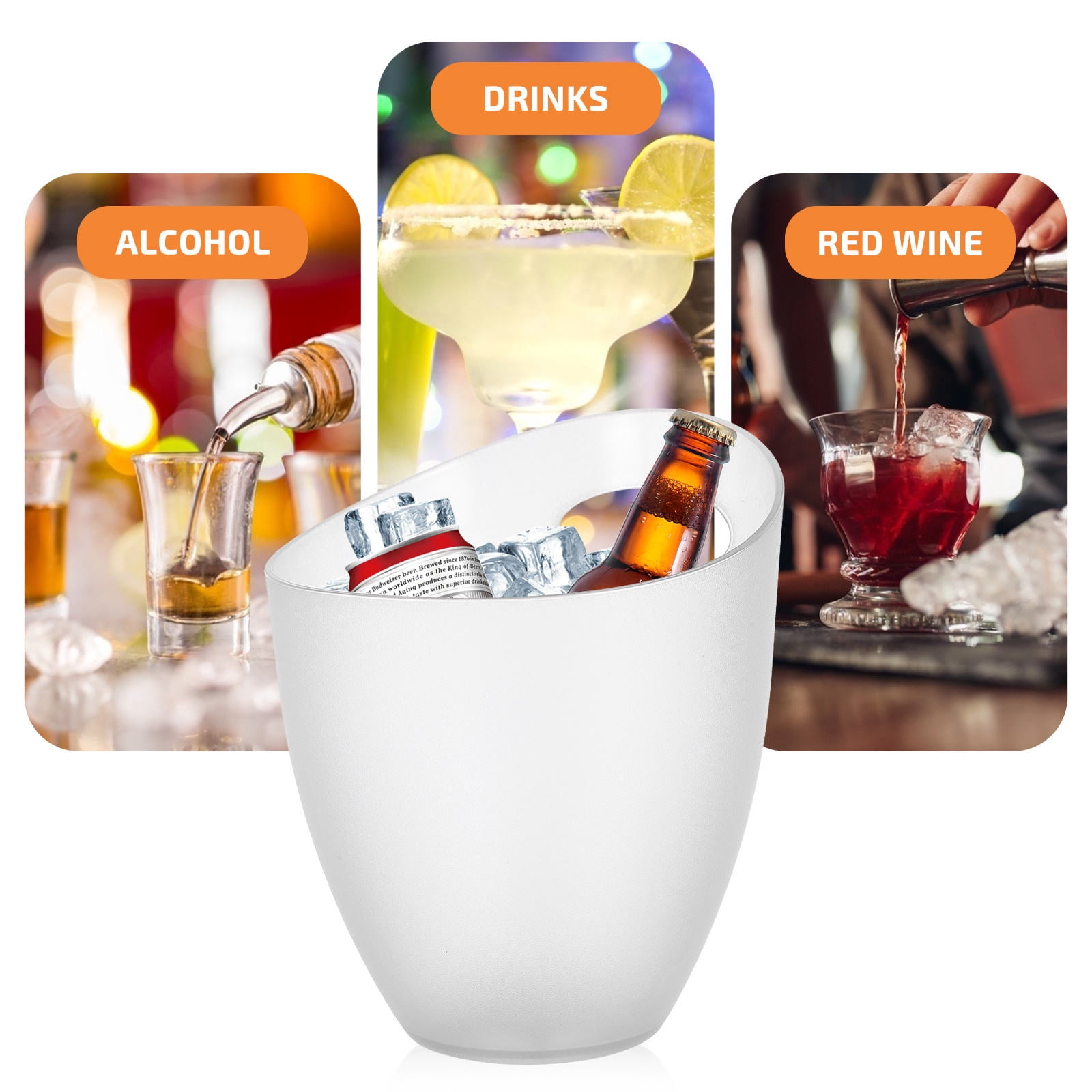 WEUVEB 1Pack Ice Bucket for Drinks with Single Handle and Elegant Style ...