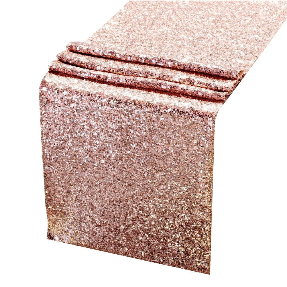 WEUVEB 1Pack Rose Gold Sequin Table Runner For Wedding Party And Dinner ...