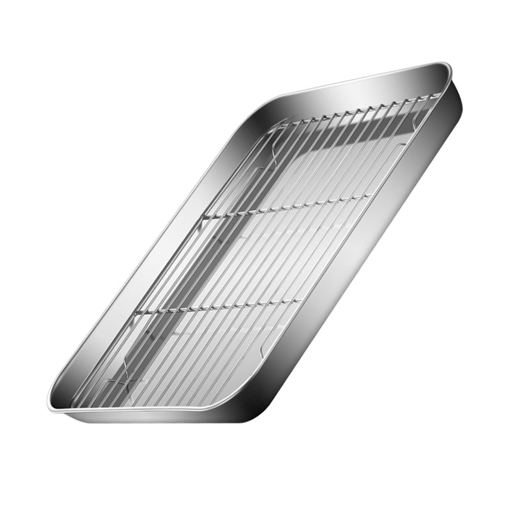 WEUVEB 1Pcs Grill Plate Rectangular Stainless Steel Draining Fat For ...