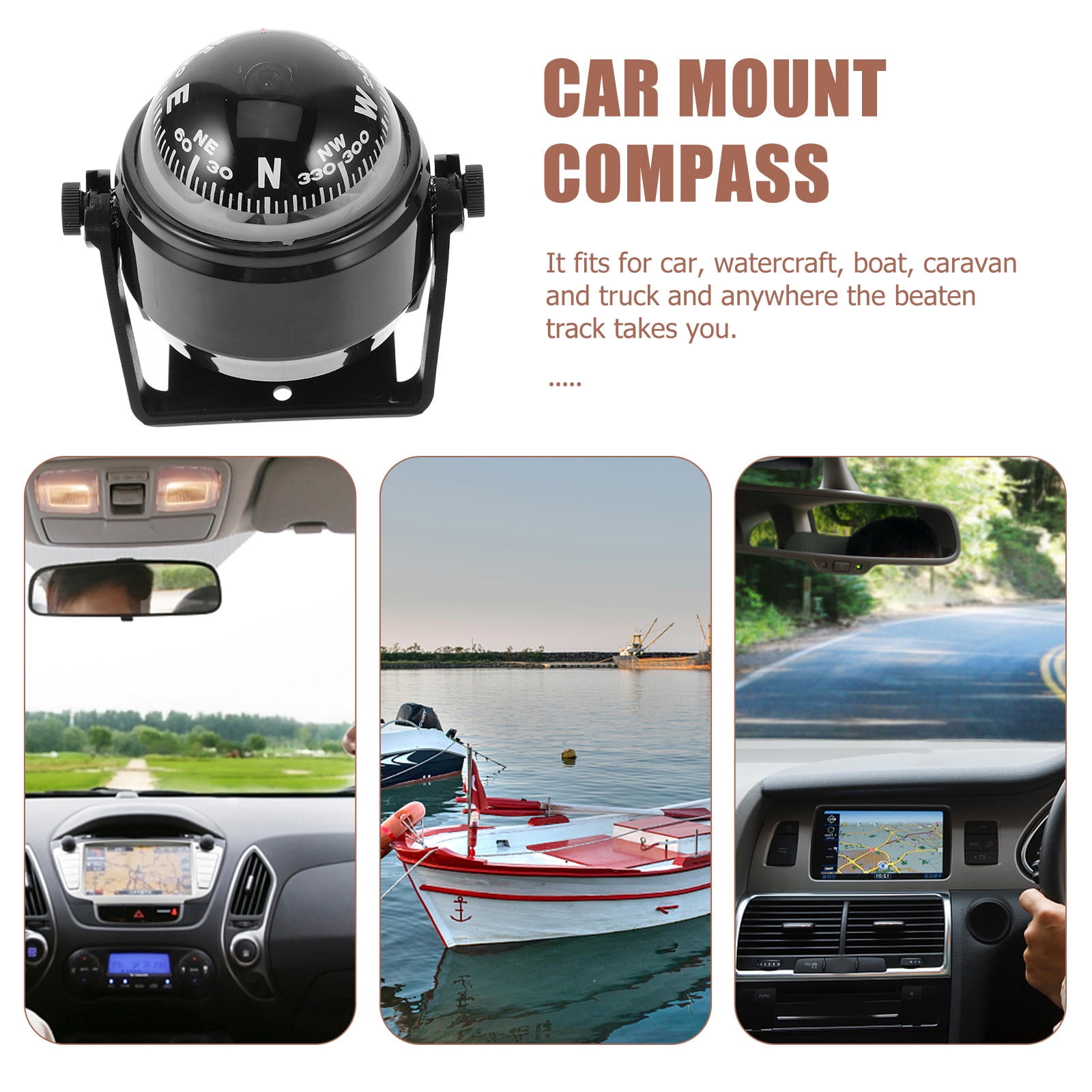 WEUVEB 1Set Black Plastic Compass for Cars Boats Navigation Dashboard ...