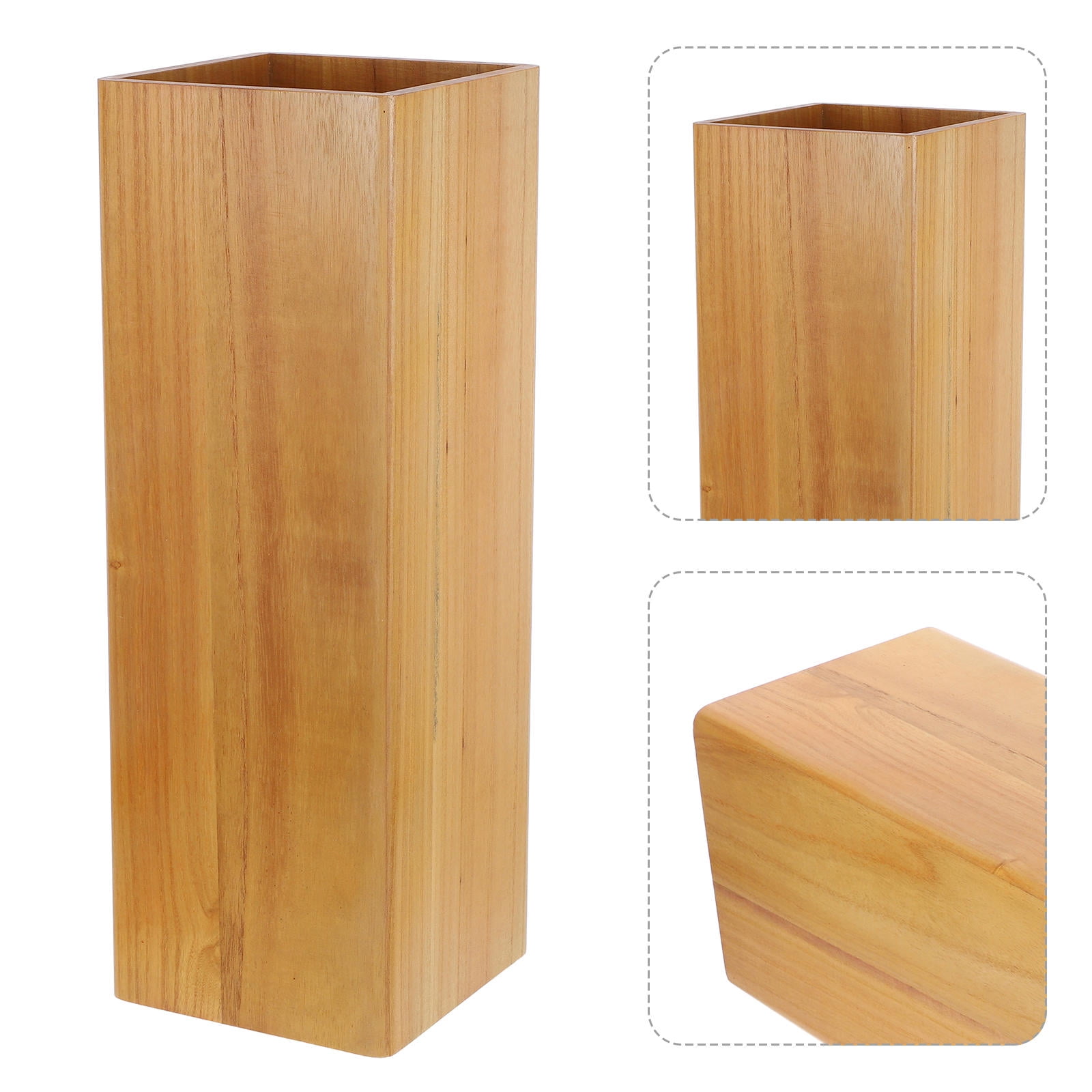 WEUVEB 1Set Square Light Brown Wood Umbrella Rack Stand for Indoor ...