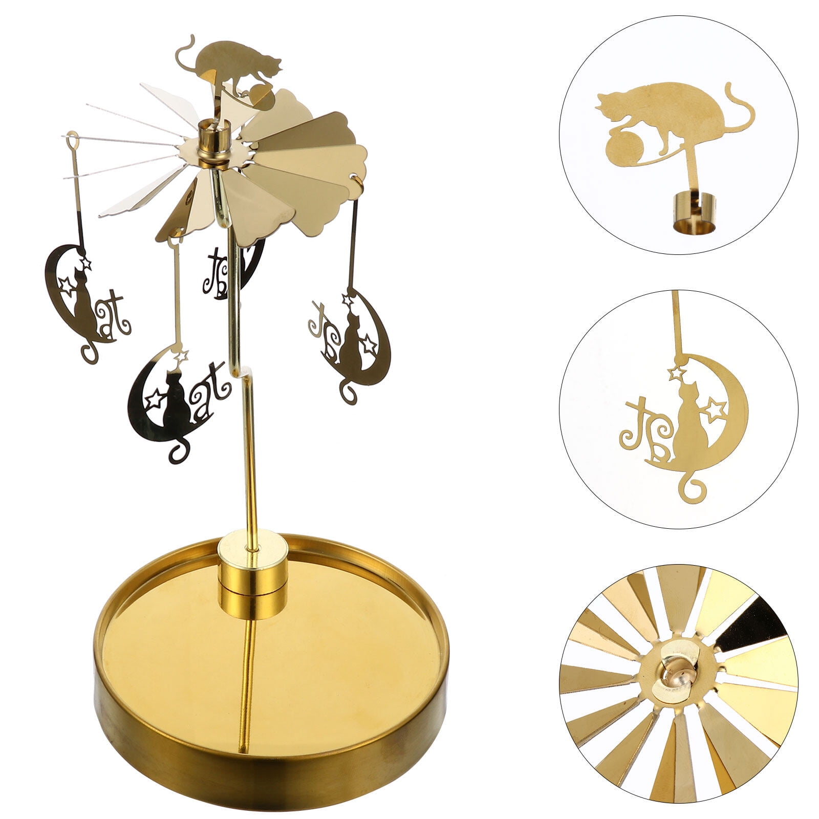 WEUVEB 1Set Stainless Steel Rotary Candle Holder Spinning Decorative ...