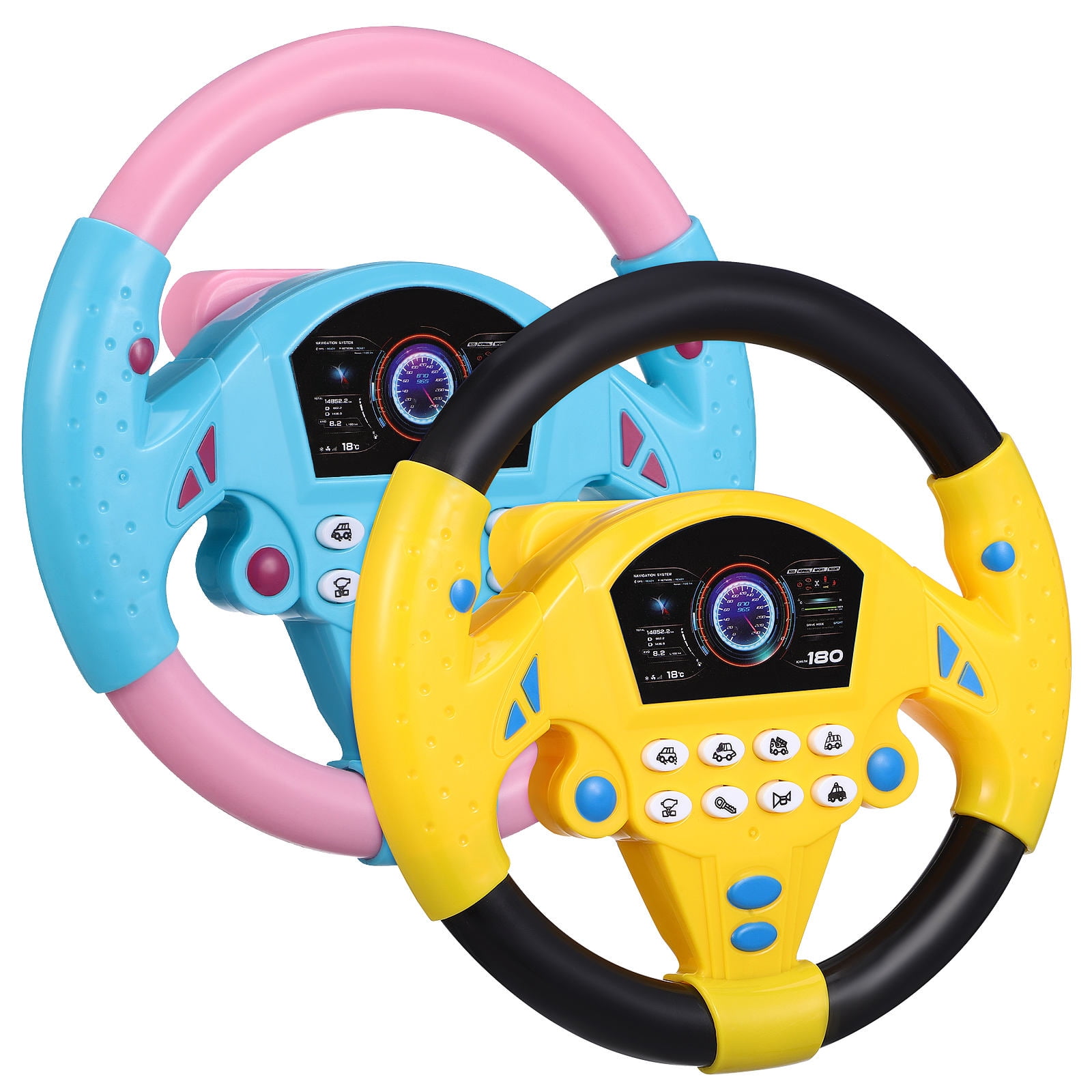WEUVEB 2 Pcs Children's Driving Simulation Steering Wheel With Sound ...