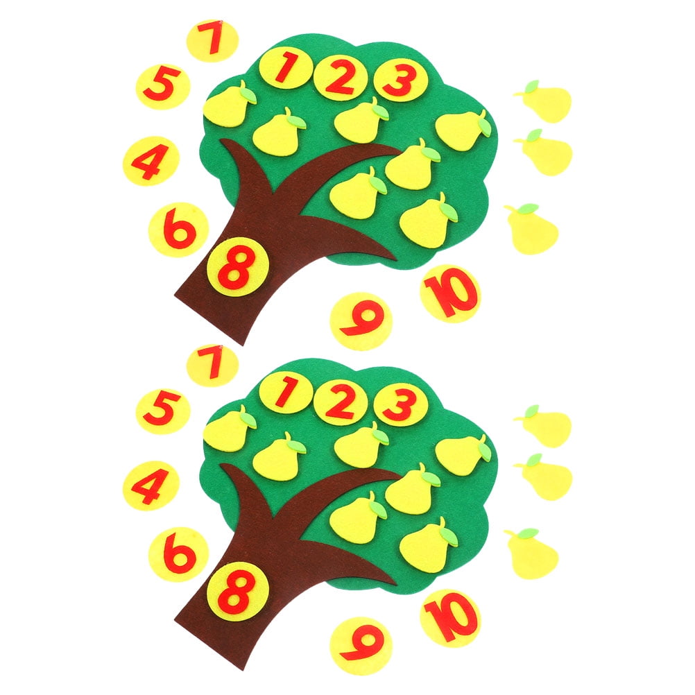 WEUVEB 2 Sets Felt Pear Tree Number Learning Toy for Kindergarten ...